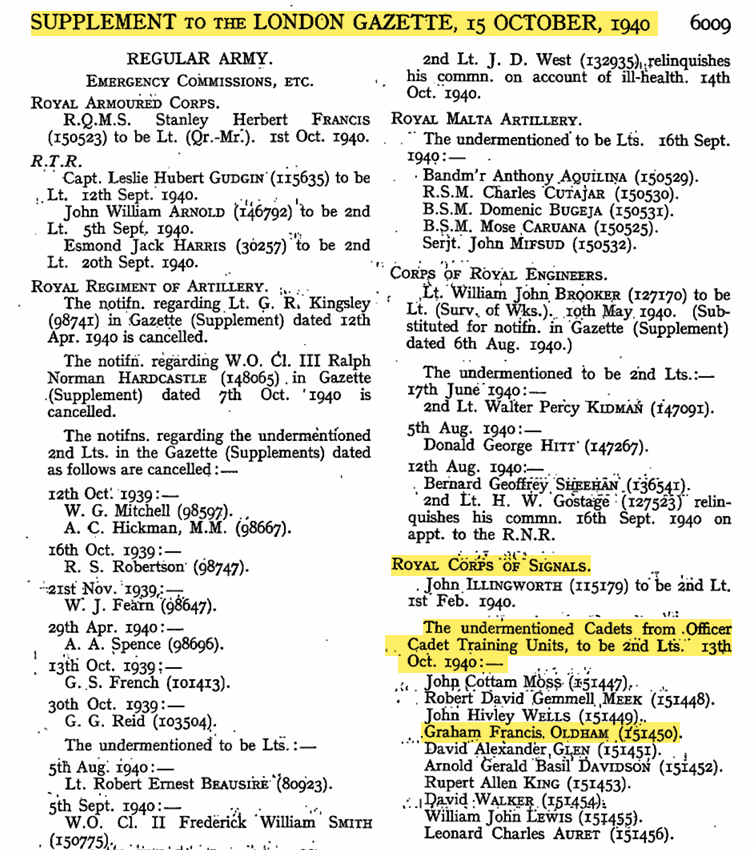 OLDHAM, Lieutenant Graham Francis. – PG 49 at Fontanellato in Italy ...